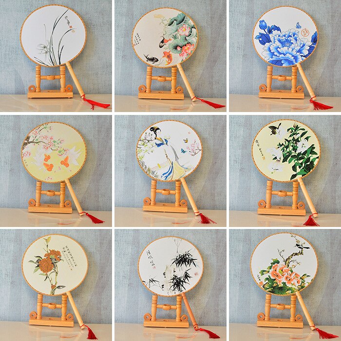 Vintage Dansen Fan Chinese Traditionele Ronde Pale... – Vicedeal