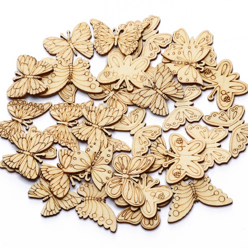 20Pcs Mix Natual Vlinder Vorm Houten Scrapbooking ... – Vicedeal