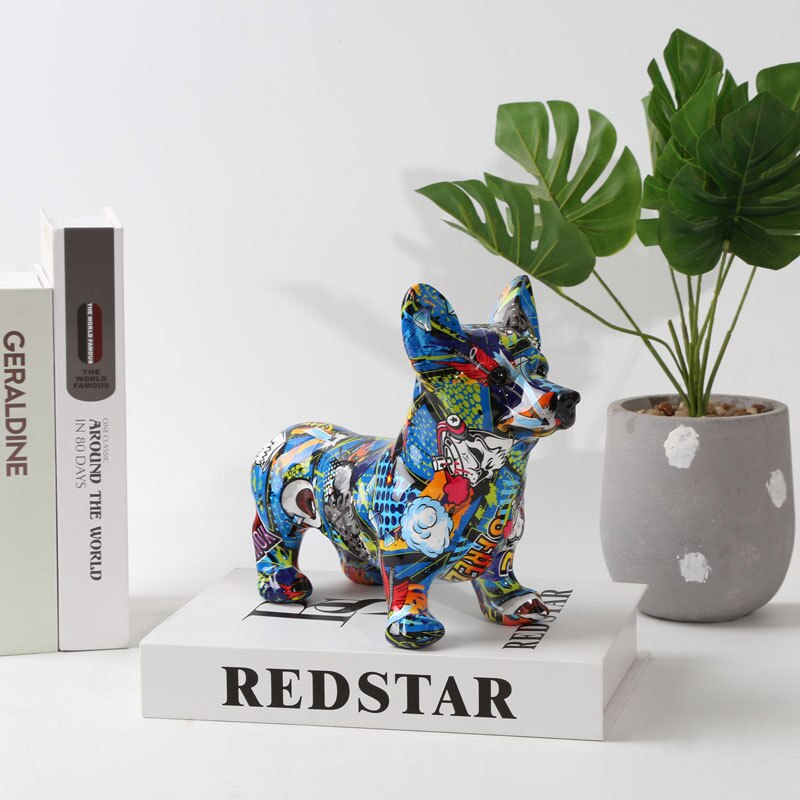 Graffiti Dog Resin Crafts Corgi Bulldog Ornaments ... – Grandado