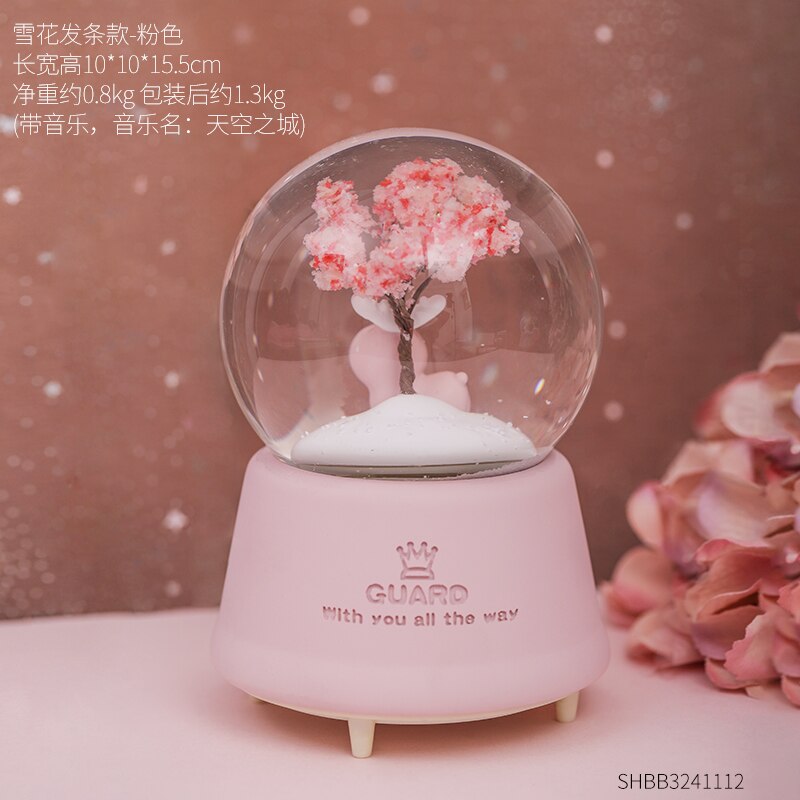 Crystal Ball Cute LED Lamp Spin Music Box deer Sno... – Grandado