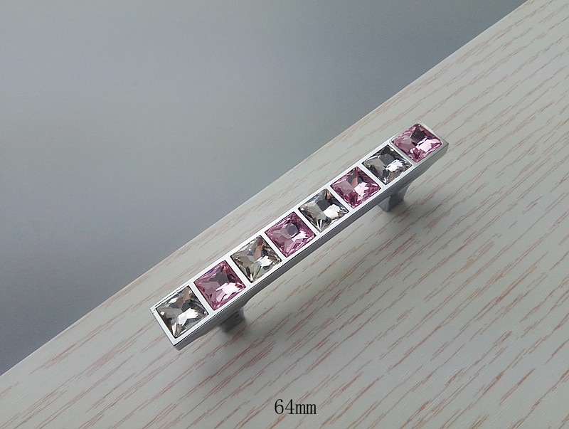Real Crystal Glass Diamond Pink Handle Knobs Furni... – Grandado