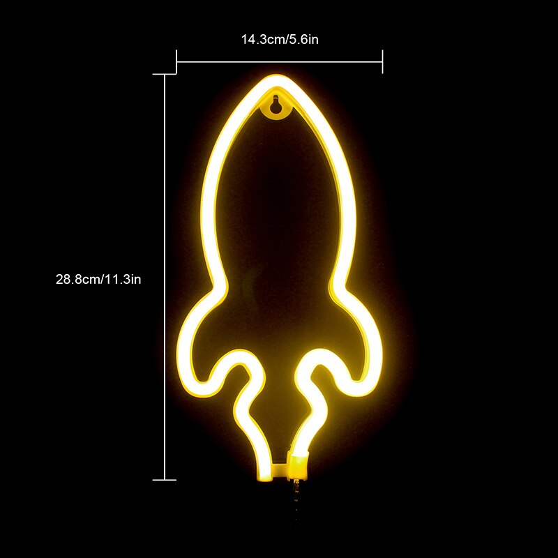 Wanxing Rocket Shaped Led Warm Neon Sign Light Usb... – Grandado