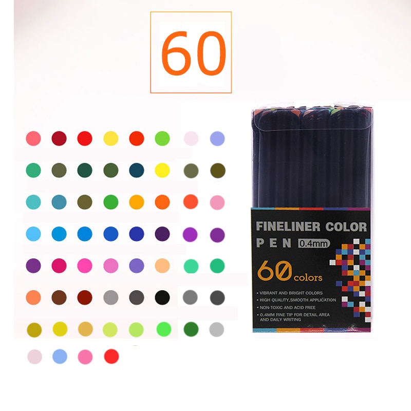 12/24/48/60 Color Fineliner Pen Set Felt Tip Art M... – Vicedeal