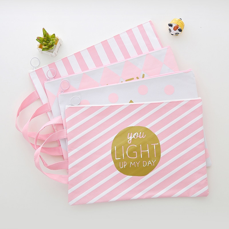 Pink Canvas Document Folder Pouch for A4 File Pape... – Grandado