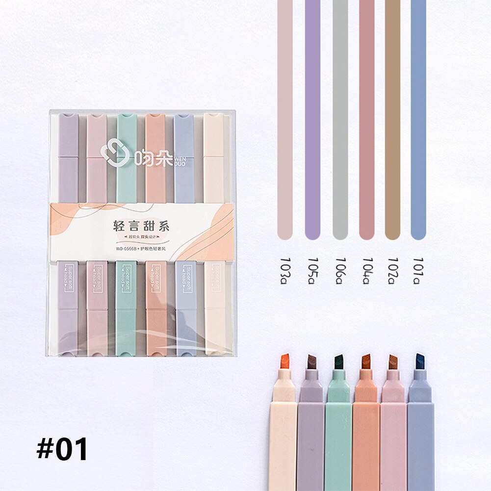 6Colors/Set Highlighter Candy Color Marker Pen Mid... – Grandado