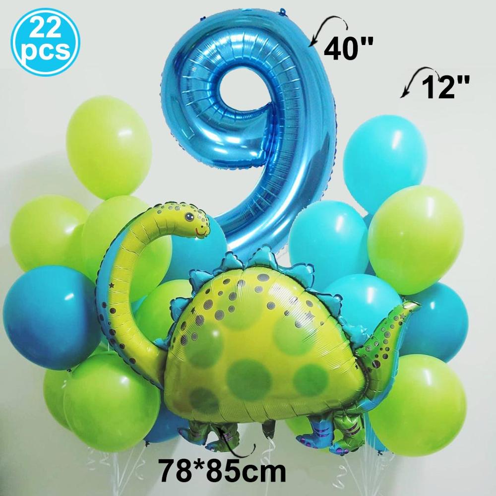 22pcs/lot 2nd 3rd Birthday Dino Ballons Green Blue... – Vicedeal