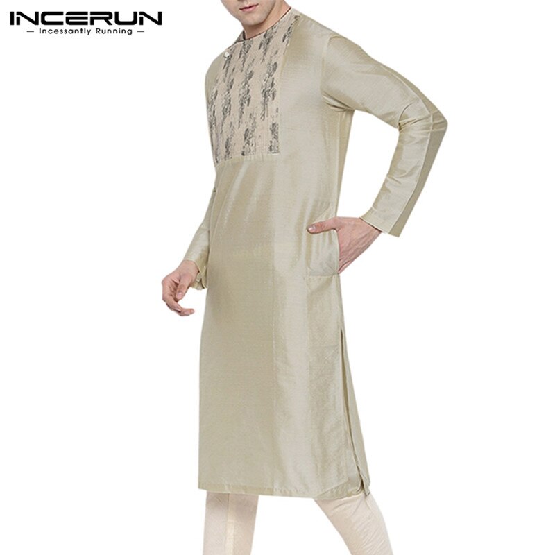 Incerun Mode Moslim Kleding Mannen Jubba Thobe Pri... – Vicedeal