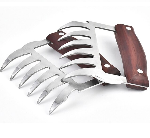 2Pcs Stainless Steel Bear Claw Wooden Handle Meat ... – Grandado