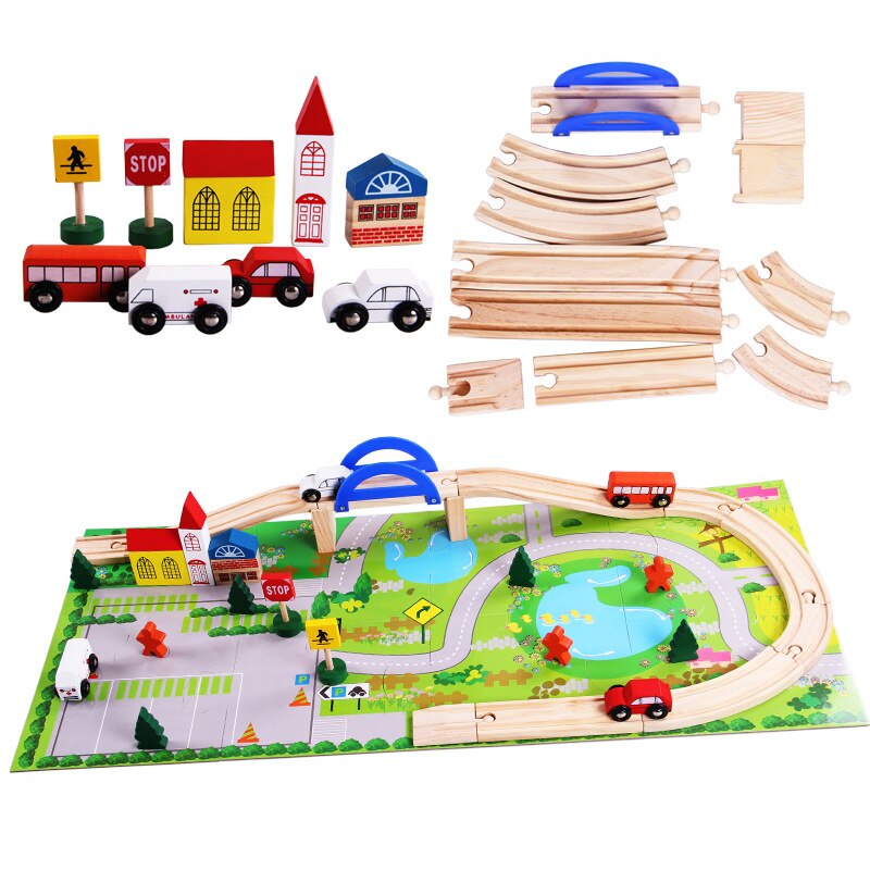 Wooden Toys Traffic Scene Urban Composite Wooden T... – Grandado