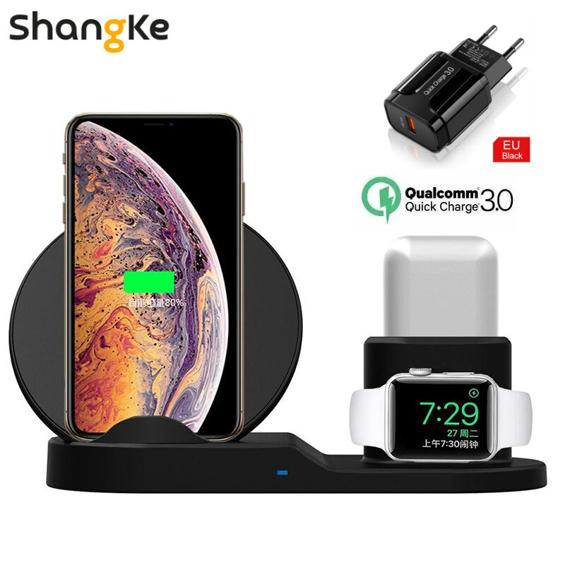 3 in 1 10w hurtig trådløs oplader dockstation hurt... – Grandado