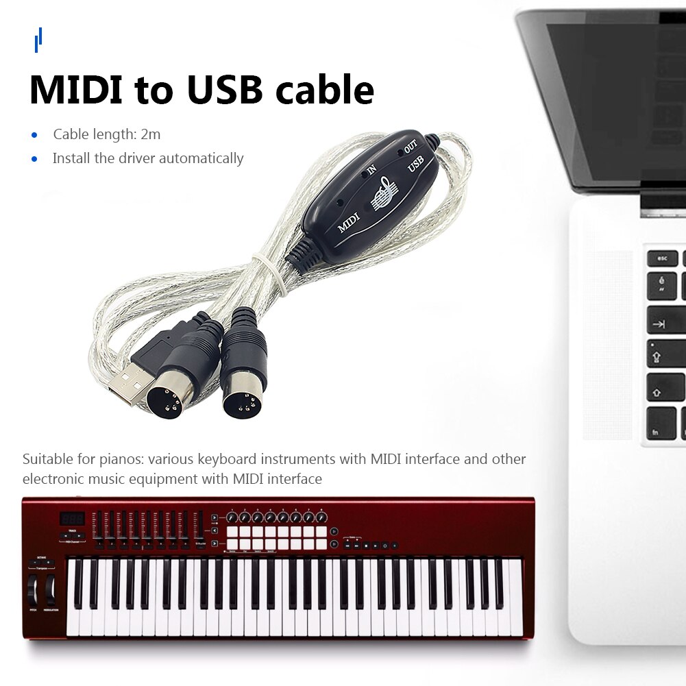 2m Midi- Kabel zu USB in-aus Konverter PC zu Tasta... – Grandado