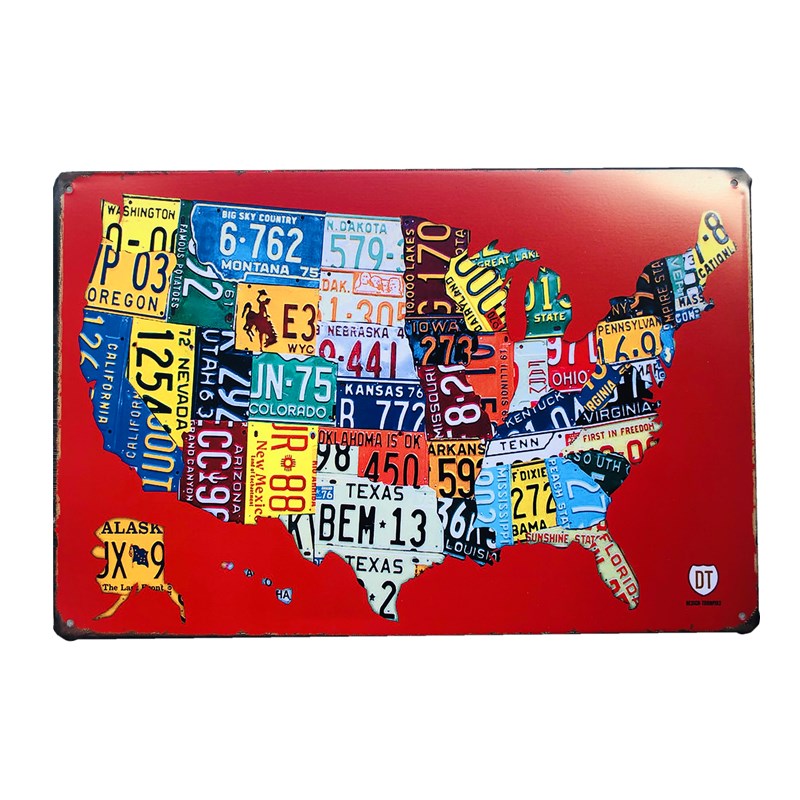 USA Ruta 66 mapa Vintage lata de Metal cartel Bar ... – Grandado