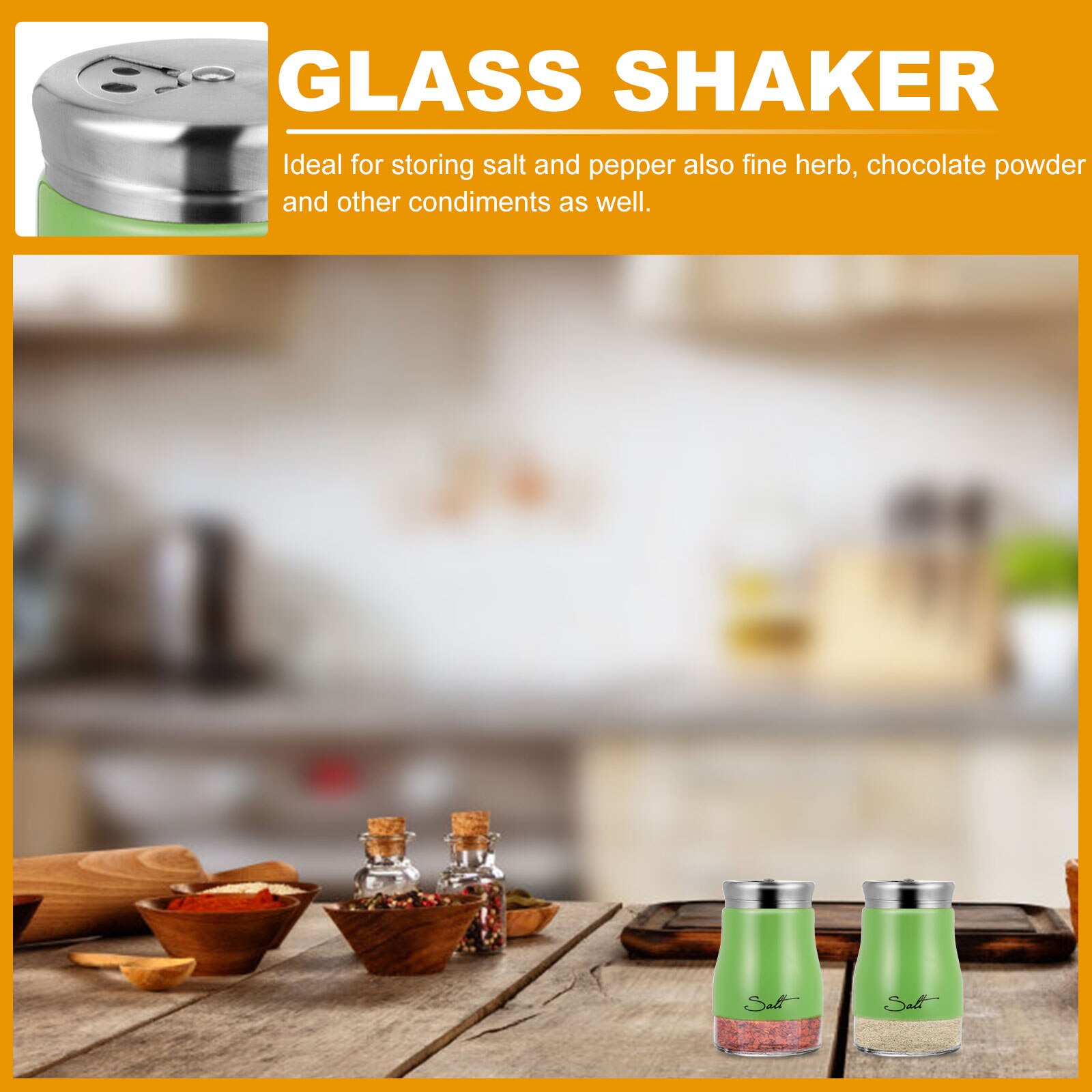 2Pcs Kitchen Salt Shakers Bottles Glass Spice Pepp... – Grandado