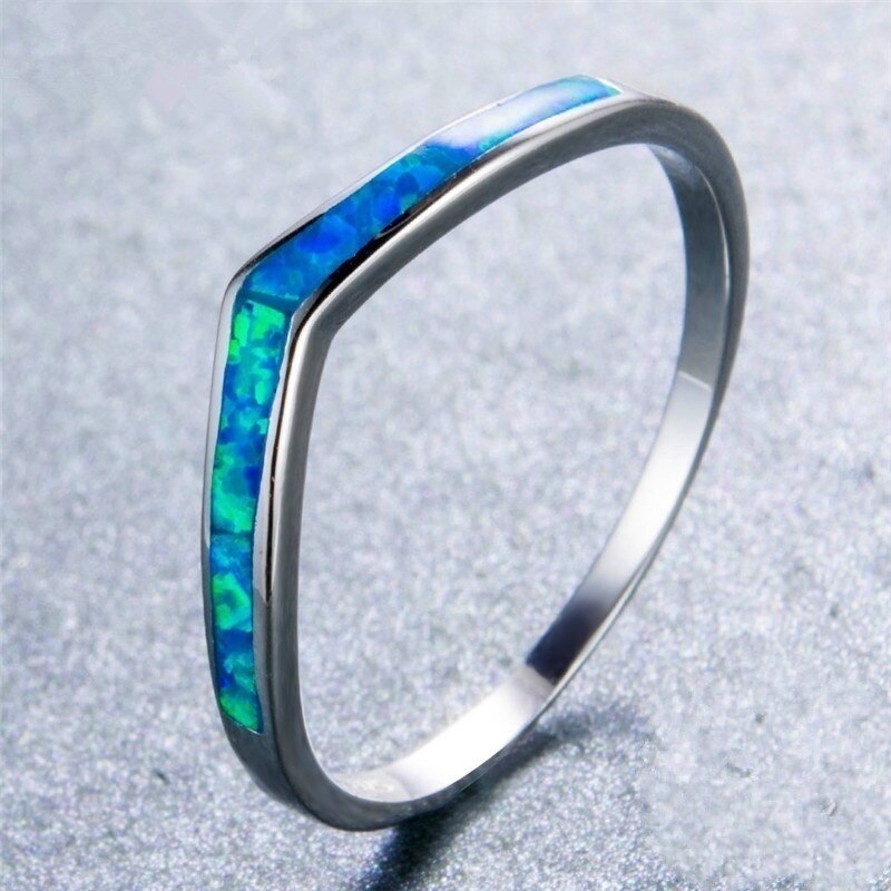 popular white opal V-shaped ring women bride roman... – Vicedeal