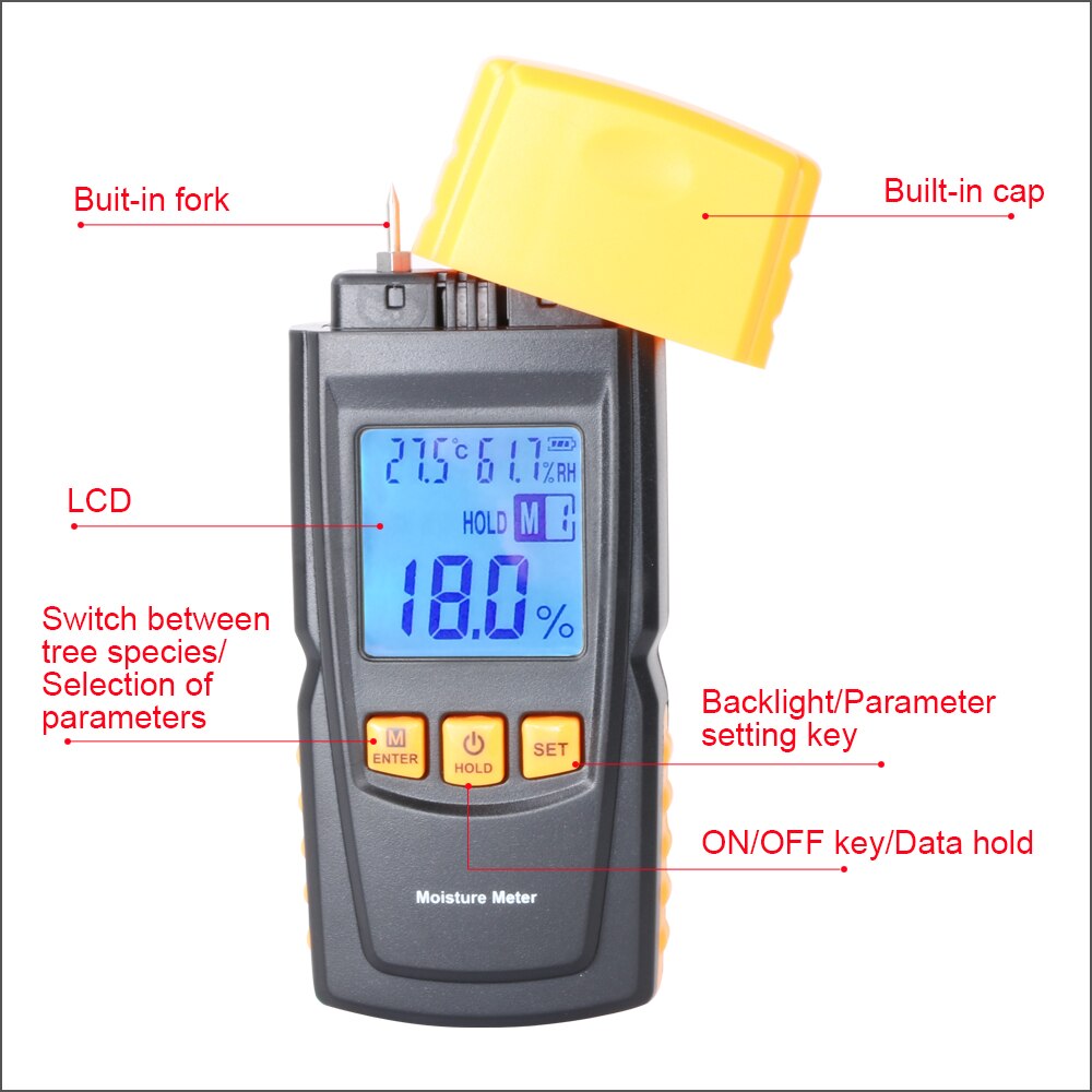 RZ Wood Moisture Meter Humidity Tester Digital LCD... – Grandado