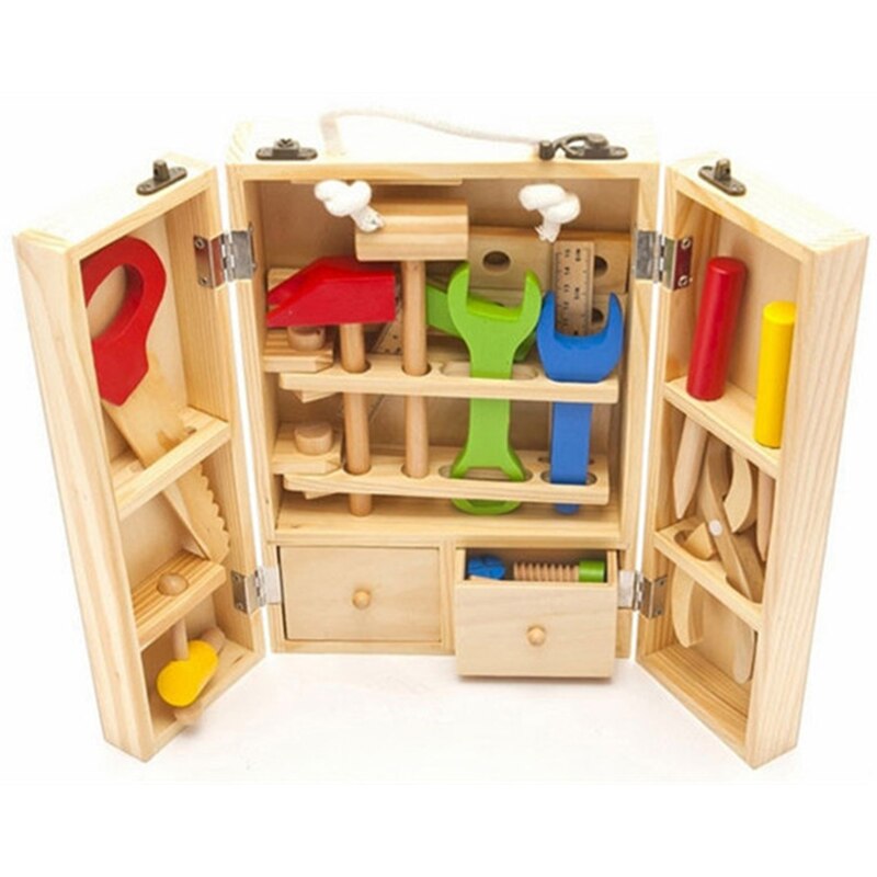 Baby wooden toy kids handle tool box games Learnin... – Grandado