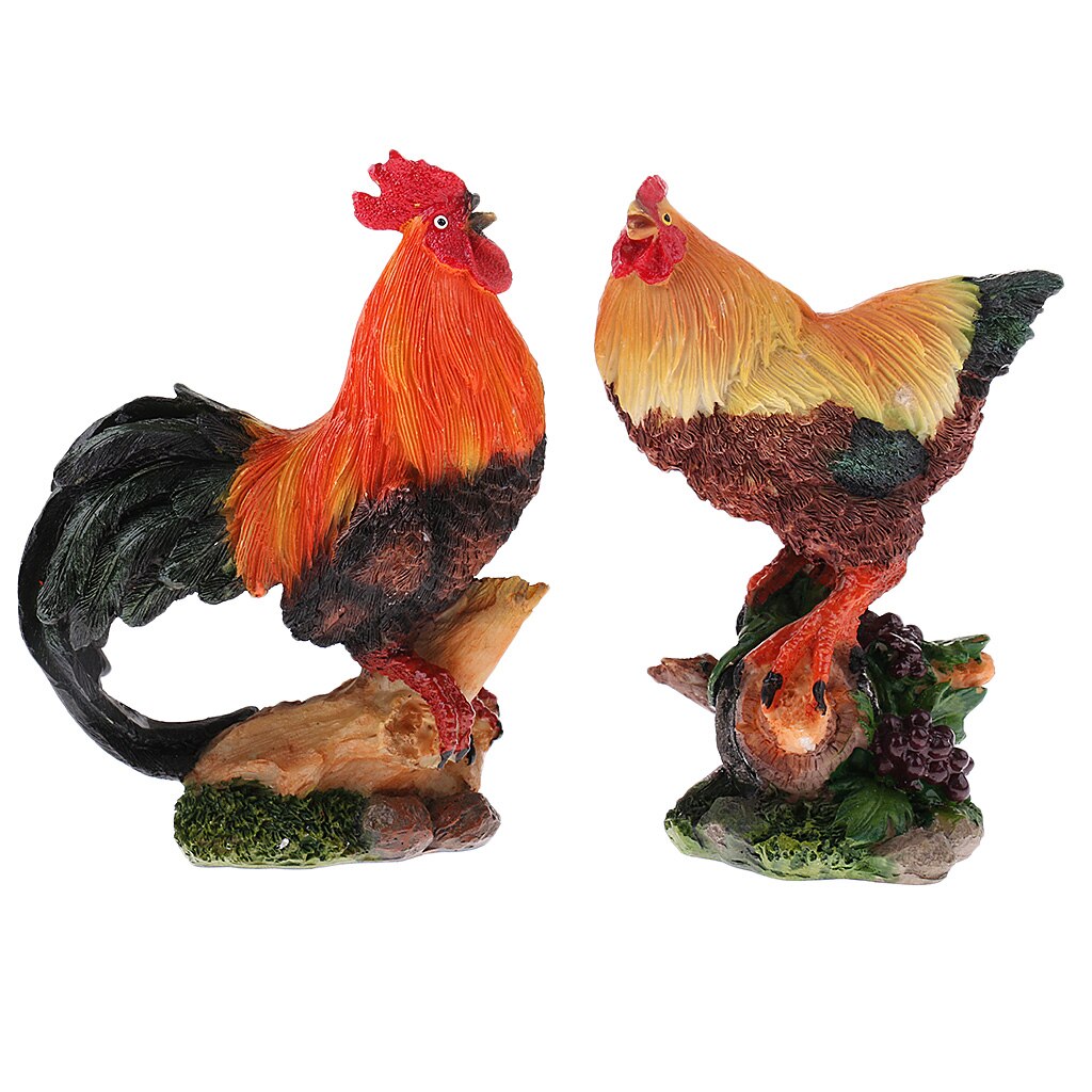 2Pcs Animal Chicken Models Sculpture Resin for Hom... – Grandado