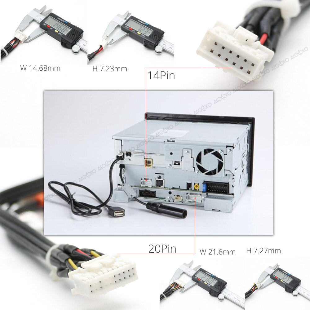 14/20 Pin Plug Auto Stereo Radio RCA AV IN Output ... – Grandado