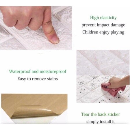65mm Self-Adhesive White Flexible Sponge Brick Wal... – Grandado