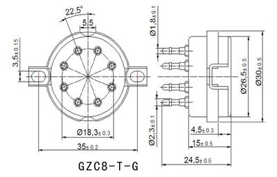 ceramic tube socket seat GZC8-T-G 8 pin seat tube ... – Vicedeal