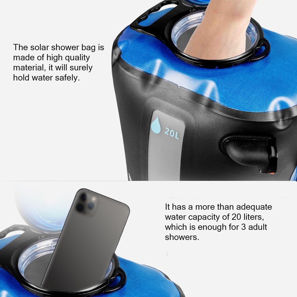20l camping sol dusch väska bärbar sol bad värme v... – Grandado
