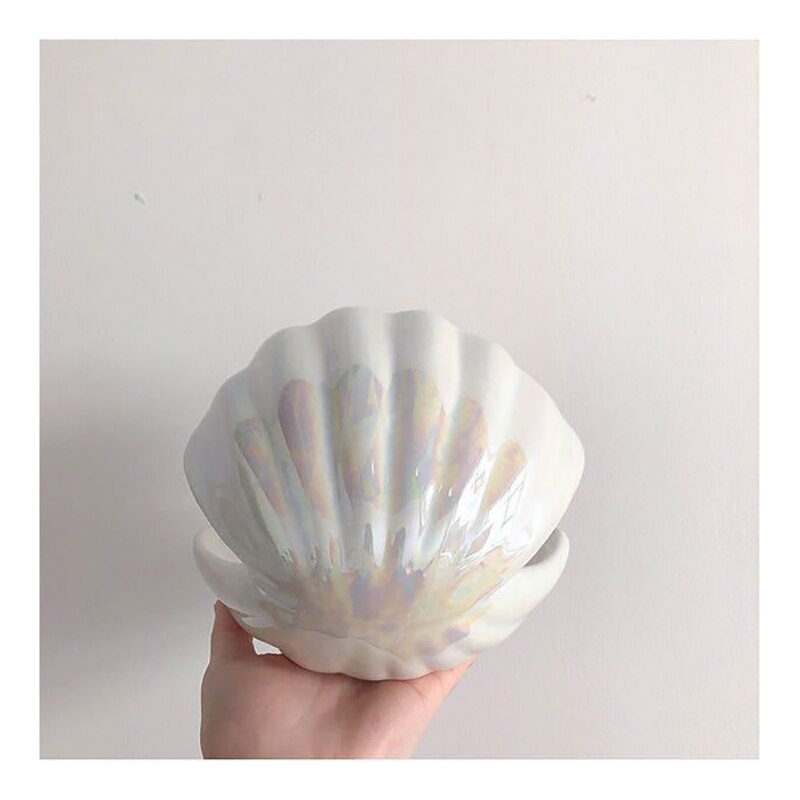 Girl Dream Ceramic Shell Lamp Pearl Mermaid Decora... – Grandado