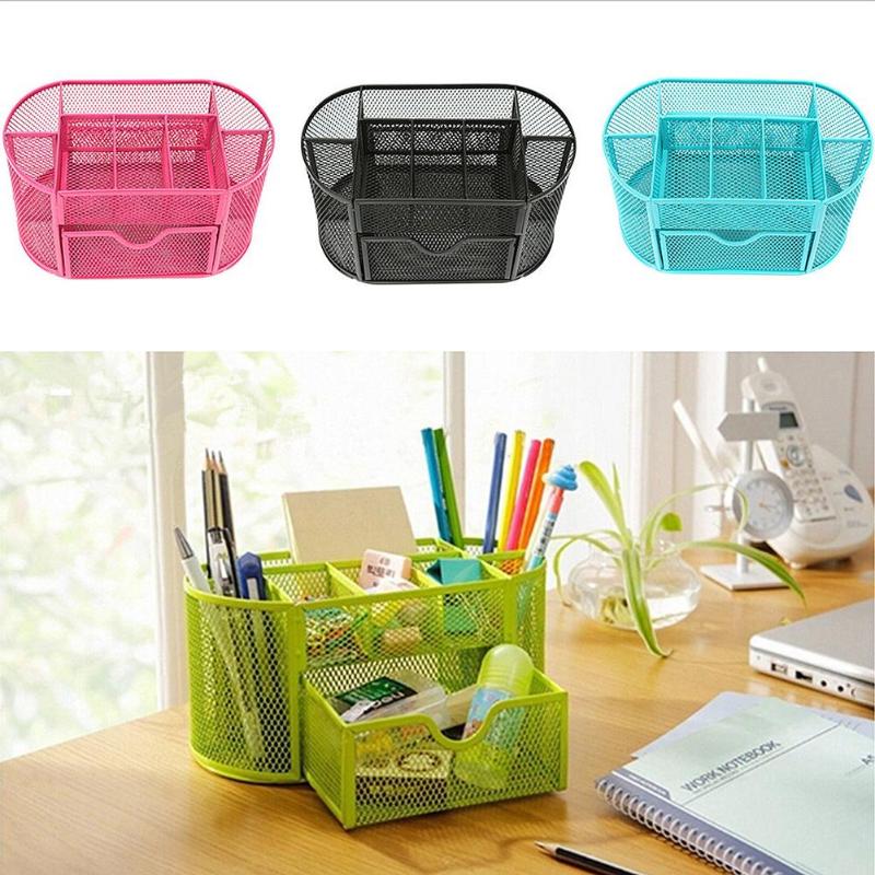 9 Grids Metal Desk Organizer Mesh Desktop Pencil P... – Vicedeal