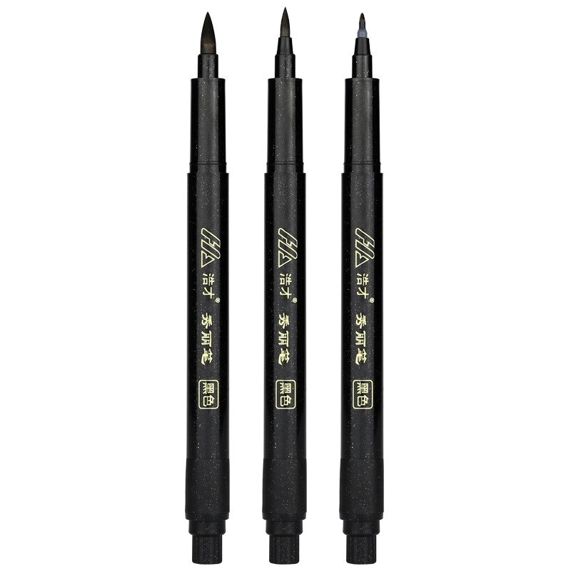 3 Black Chinese Calligraphy Brush Pen Japanese Han... – Grandado