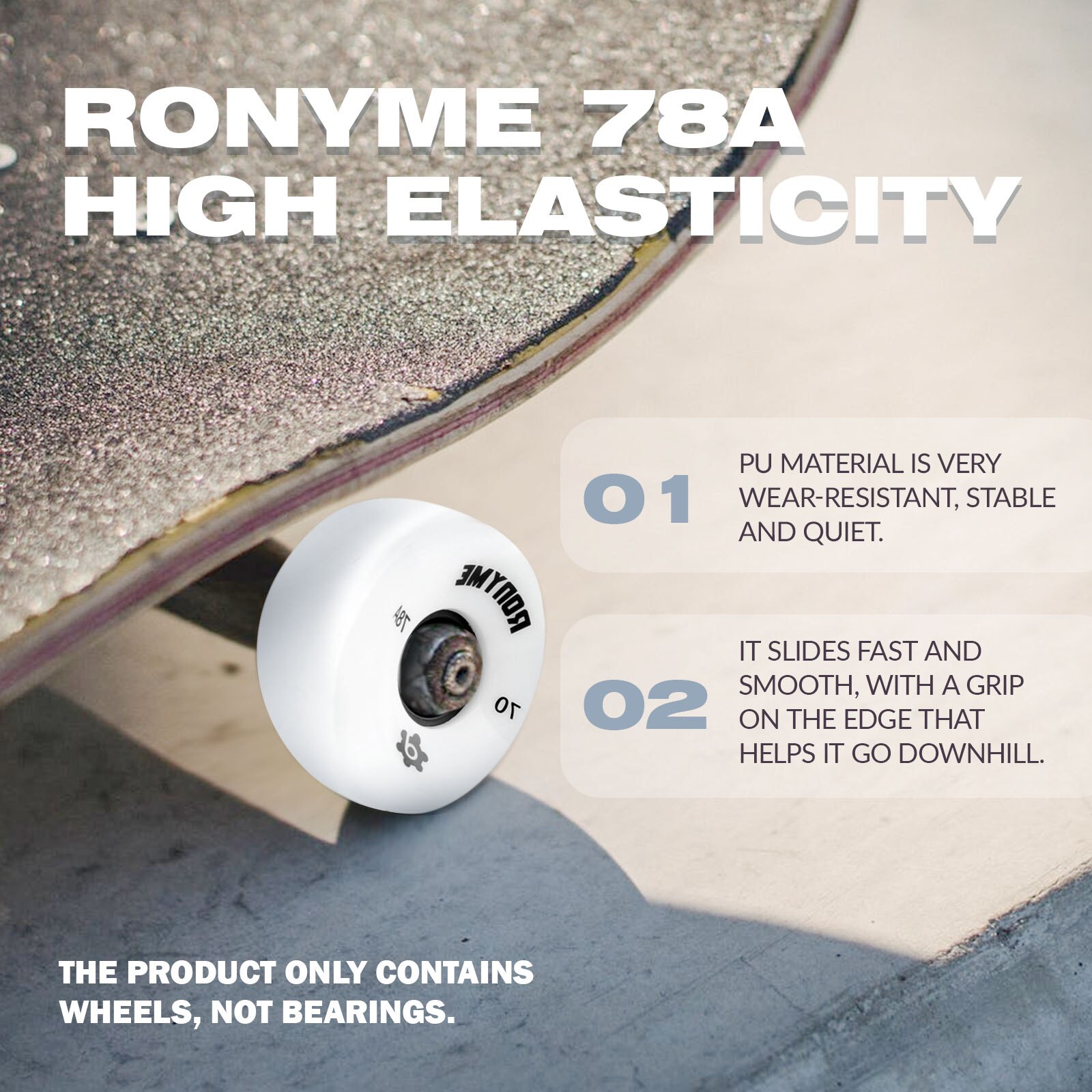 Ronyme 4x 78A ABEC-9 Skateboard Wheels PU High Per... – Grandado