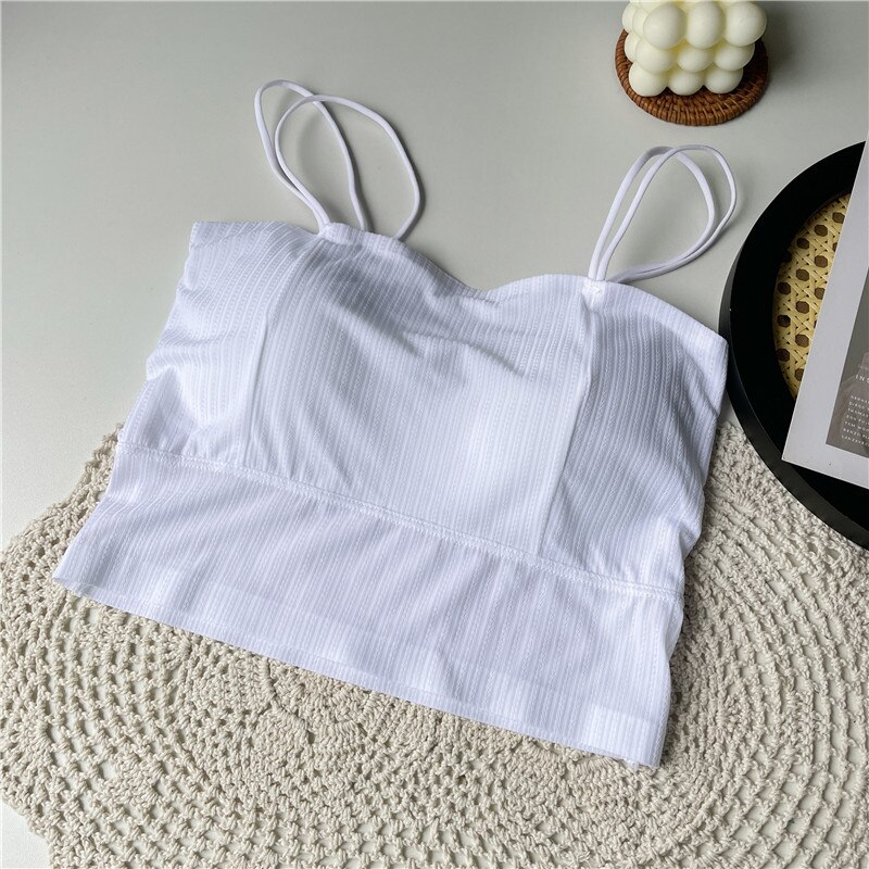 Spring Summer Tube Crop Top With Bra Women Pushup ... – Vicedeal