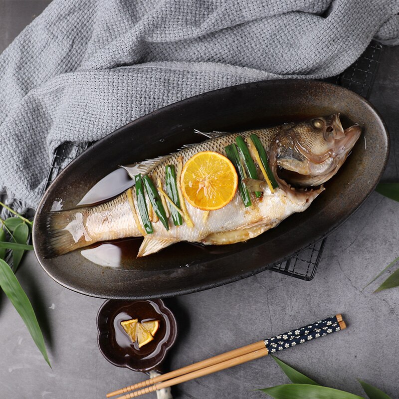 FANCITY personality ceramic tableware oval fish pl... – Grandado