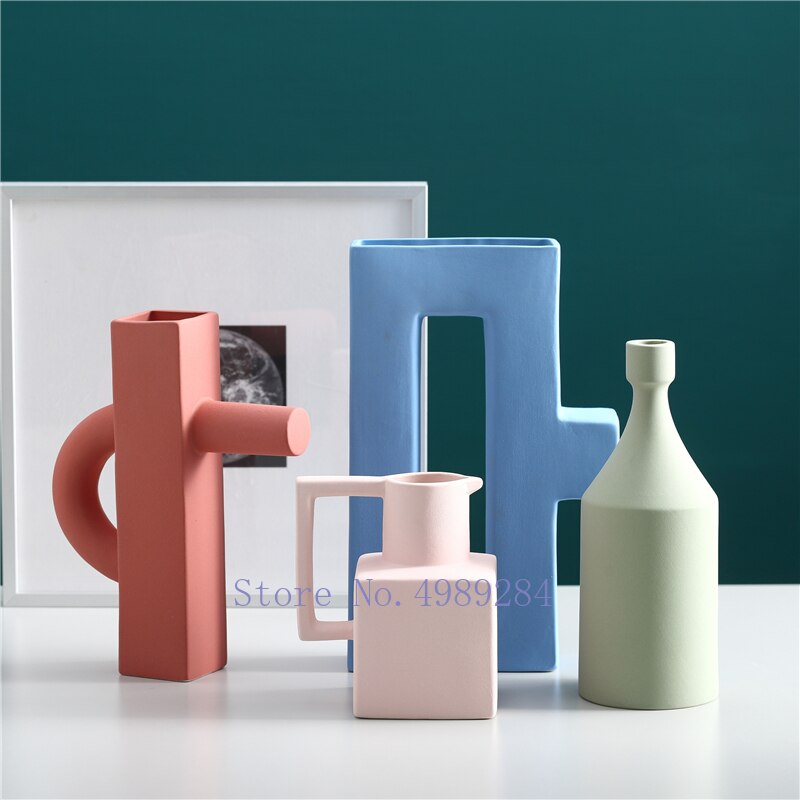 Nordic ceramics vase abstract geometric Flower arr... – Grandado