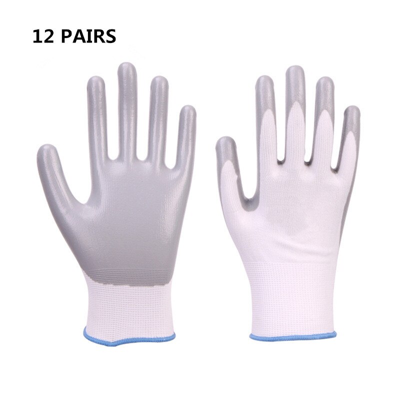 12 Pairs Mechanics Gloves GMG Black Red White Poly... – Grandado