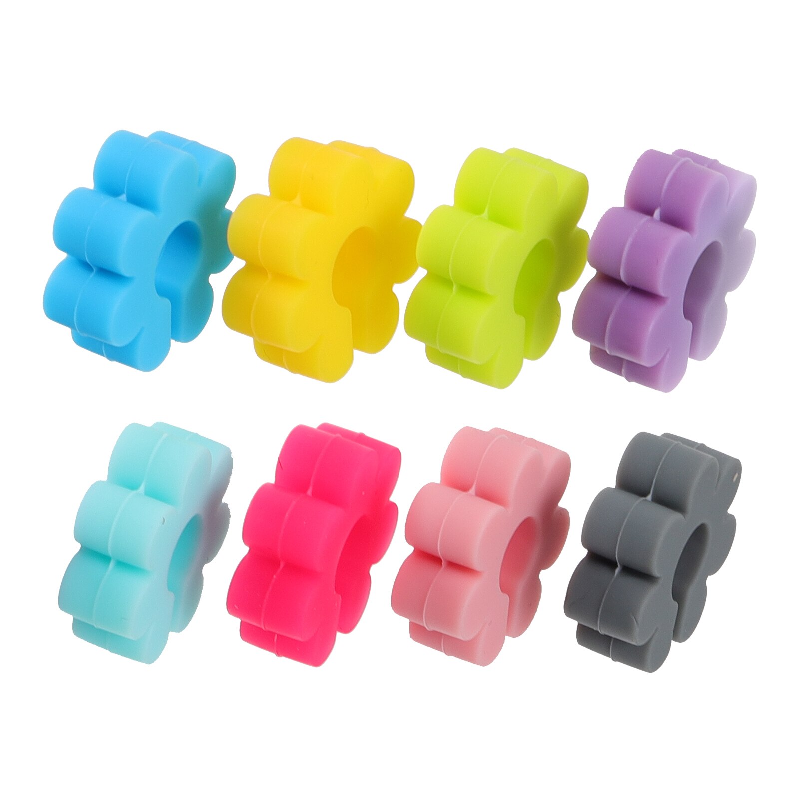 1 Set 8Pcs Silicone Glass Markers Flower Drink Mar... – Grandado