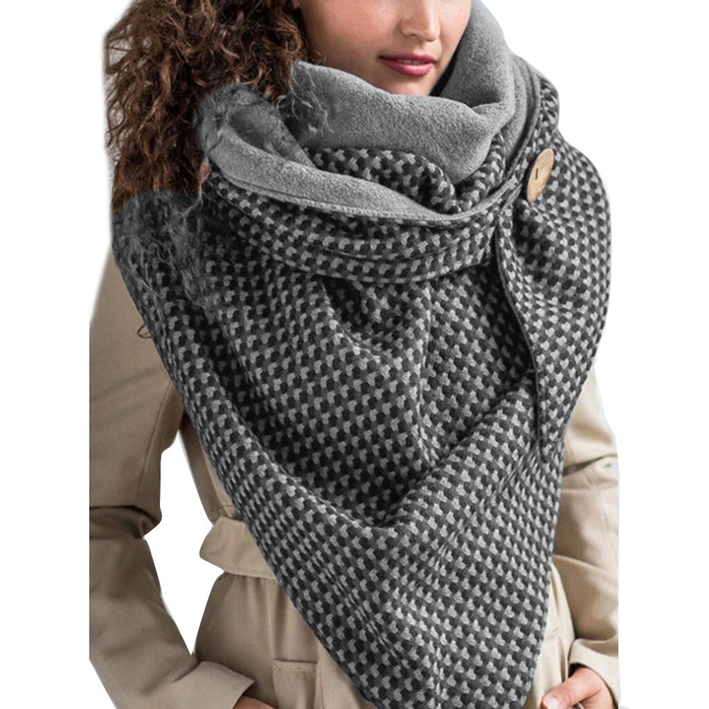 Winter Frauen Plaid Schal Soild Dot Druck Taste We... – Vicedeal