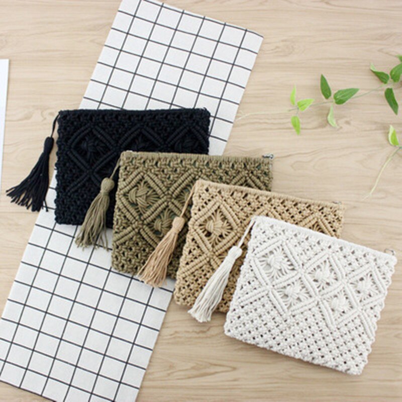 Bohemian Gewebt Quaste Aushöhlen Strand Tasche Fra... – Vicedeal