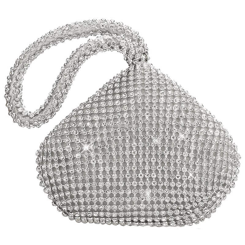Womens Full drill triangle Evening Bags Silver – Grandado