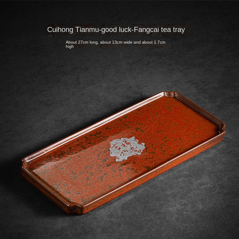 Emerald Red Tianmu Lucky Square Tea Tray Small Rec... – Grandado
