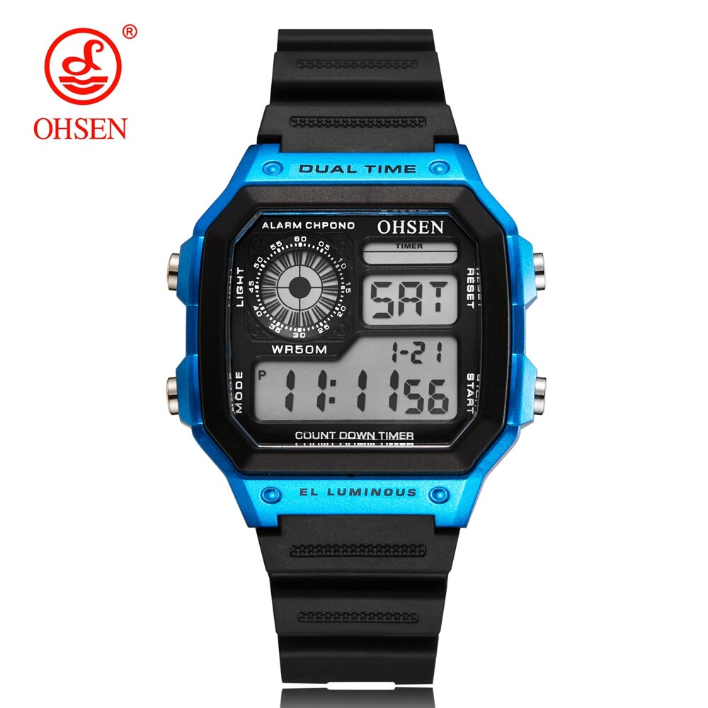 OHSEN Digital Sport Men Watch 50 Waterproof Diving... – Grandado