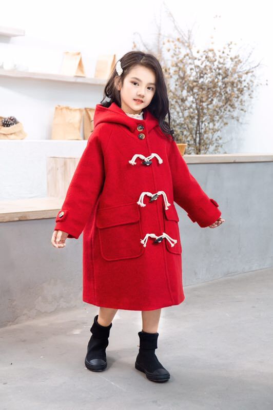 Girls Red Woolen Jackets Winter Christmas Wool Coa... – Grandado