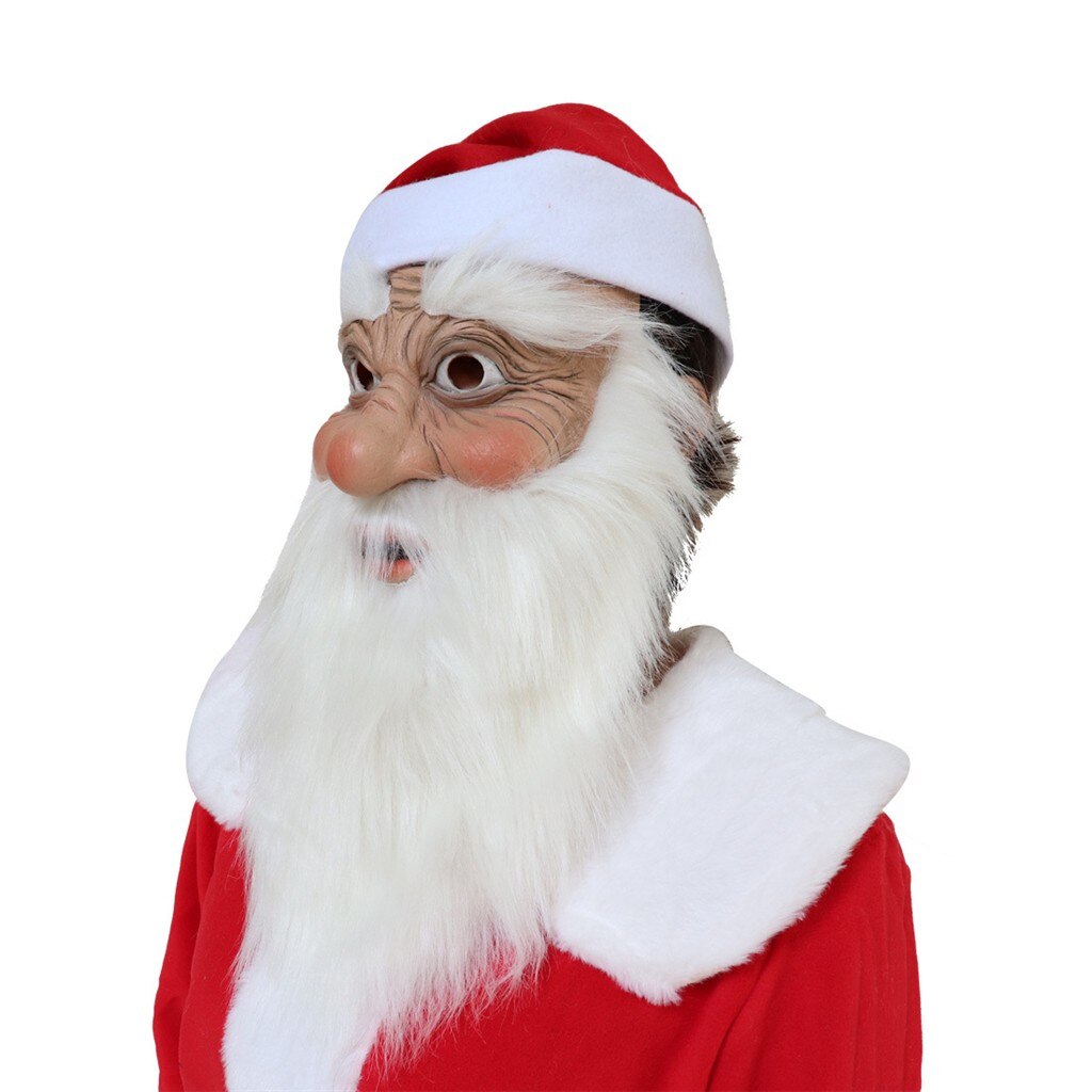Santa Claus Mask Latex Soft Full Face Mask Christm... – Grandado