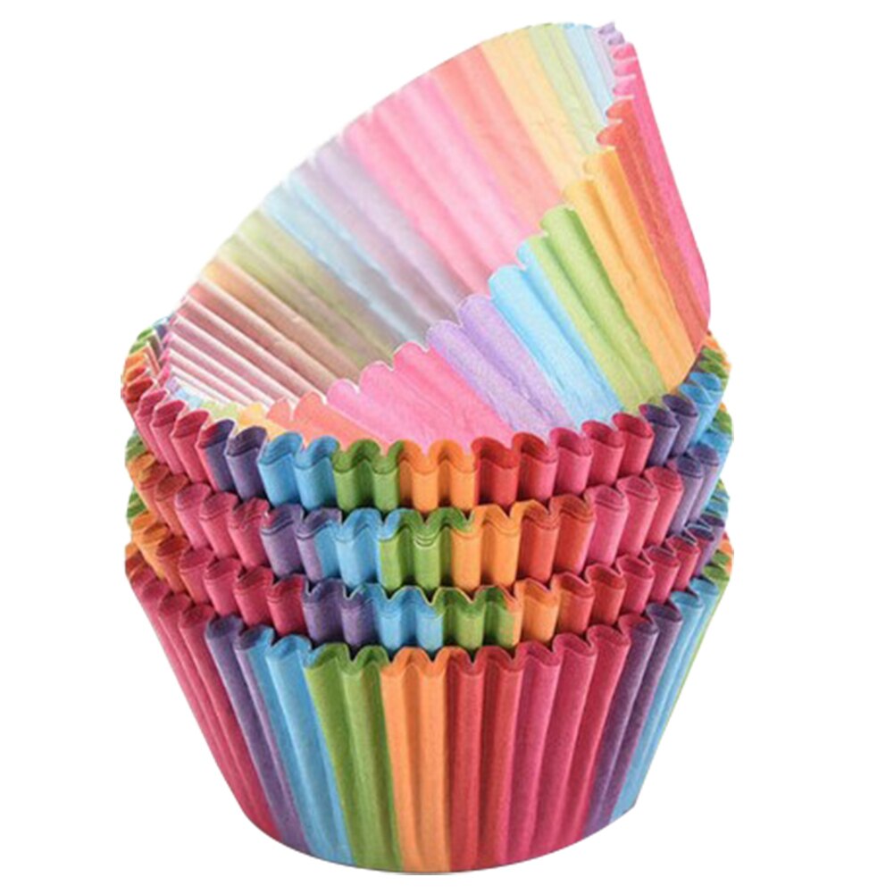 100 Stuks Van Regenboog Kleur Cake Cupcake Papier ... – Vicedeal