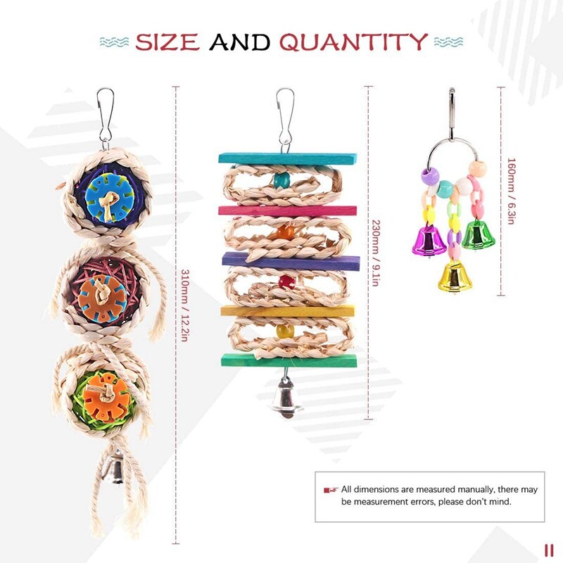 3Pcs Vogels Speelgoed Opknoping Hangmat Bell Swing... – Vicedeal