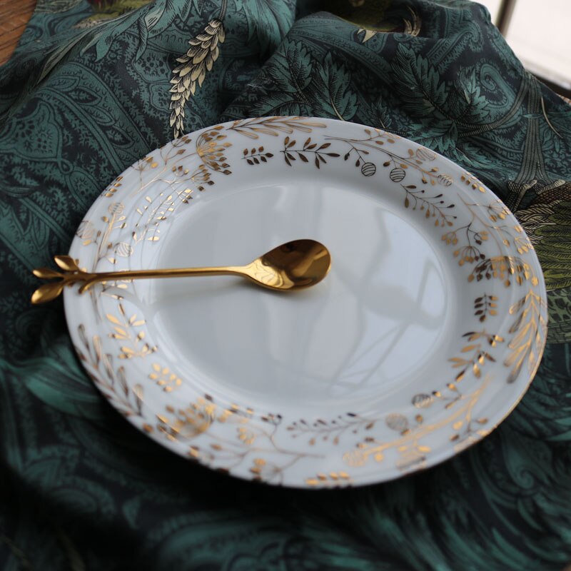 British ceramic golden leaves fresh delicate plate... – Grandado