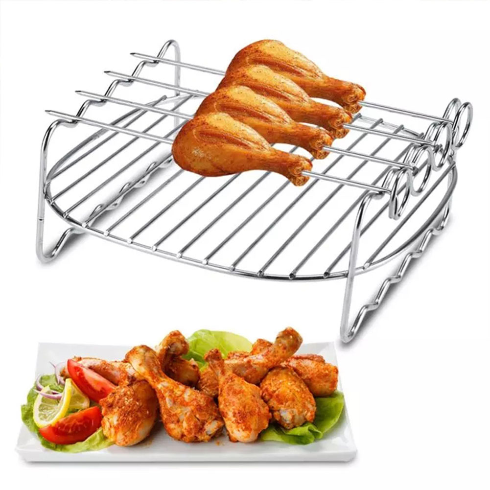 BBQ Stand With Baking Skewers Double Layer Stainle... – Vicedeal