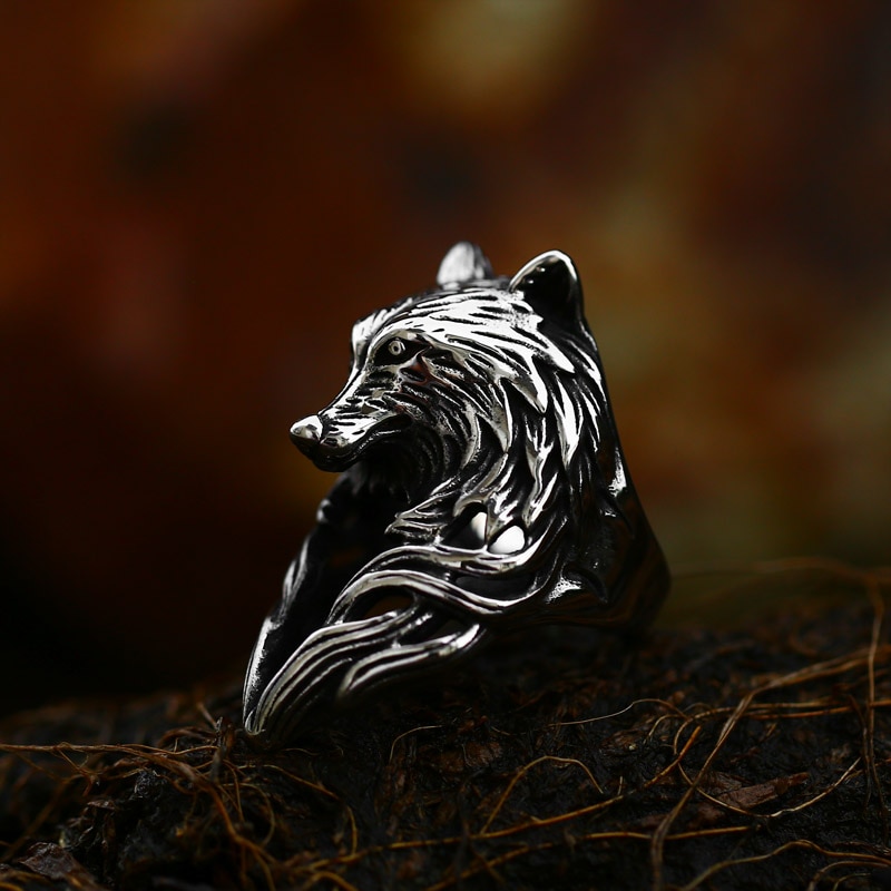 Beier Vintage 316L Stainless Steel Wolf Viking Rin... – Vicedeal