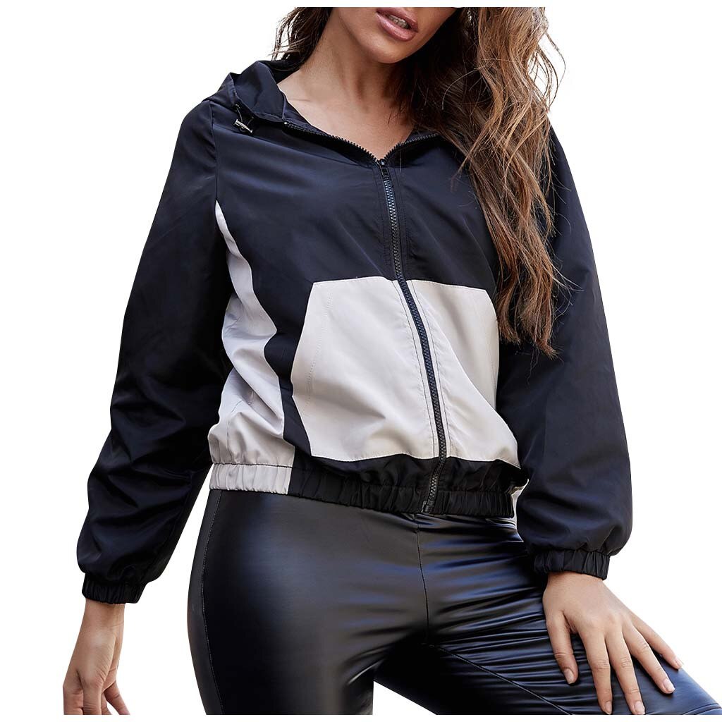 Women Coat Color Matching Windbreaker Hood leisure... – Grandado