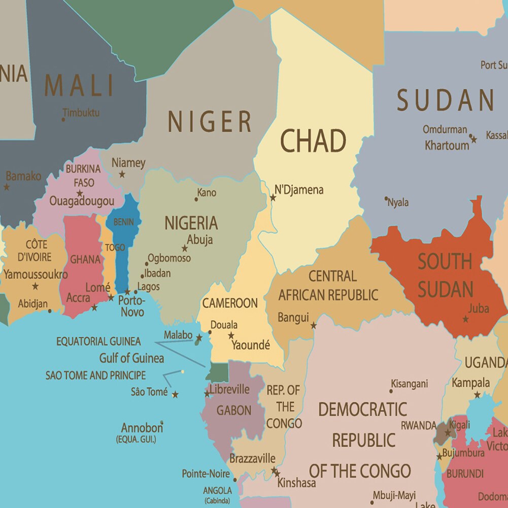 225*150 cm The World Political Map Non-woven Canva... – Grandado