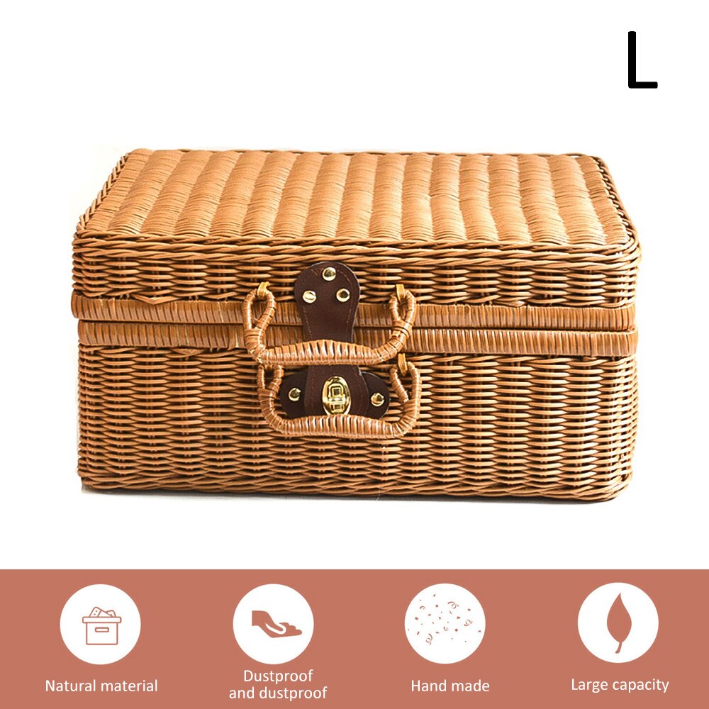 Retro Handwoven Wicker Storage Box Vintage Suitcas... – Vicedeal