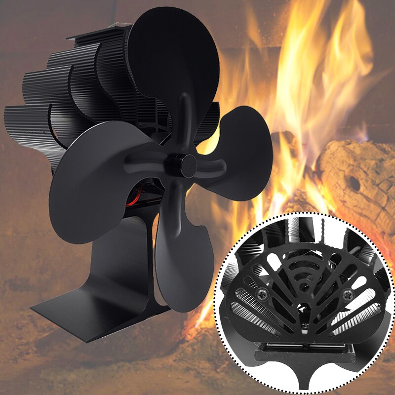 4 Blades Fireplace Fan Heat Powered Stove Fan Wood... – Vicedeal